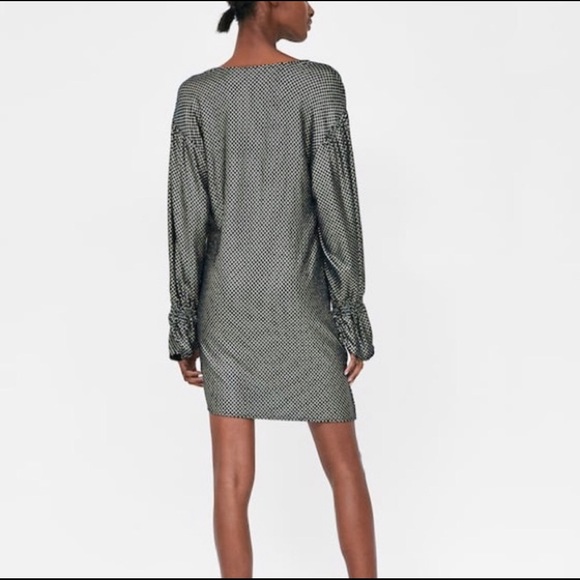 Zara | Dresses | Zara Shiny Gold Print Wrap Minidress Tunic Sz S | Poshmark